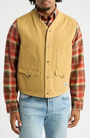 SCHOTT Cotton Canvas Utility Vest - Khaki