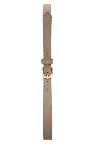 Mango Skinny Suede Belt With Gold Tone Buckle - Medium Brown