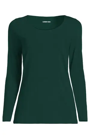 LANDS' END Long Sleeve Lightweight Jersey T-shirt - Pine