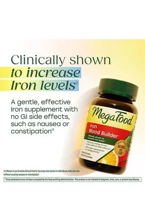 MEGAFOOD Blood Builder Iron Supplement For & With B12, Folic Acid & Vitamin C, Vegan - None