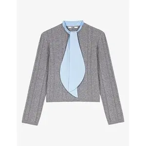 Maje Cotton-collar Ribbed Wool-blend Jumper