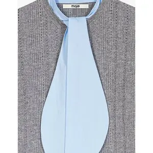 Maje Cotton-collar Ribbed Wool-blend Jumper