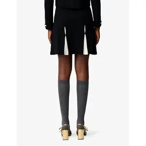 Claudie Pierlot Flared Elasticated-waist Knitted Mini Skirt