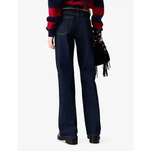 Maje Chain-belt Wide-leg High-rise Stretch-denim Jeans