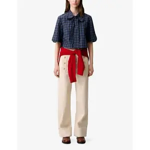Claudie Pierlot Checked Cropped Cotton Shirt