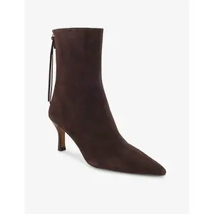 Maje Zipped Suede Heeled Ankle Boots