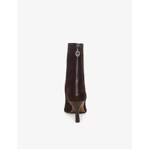 Maje Zipped Suede Heeled Ankle Boots