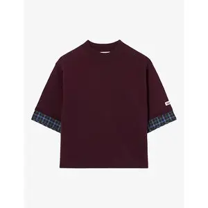 Claudie Pierlot Short-sleeved Checked-trim Knitted Jumper - Multicolored
