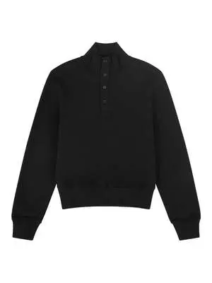 ENTIRE STUDIOS Entire Studios 3/4 Front Button Ribbed Hem Cotton Sweatshirt Nero