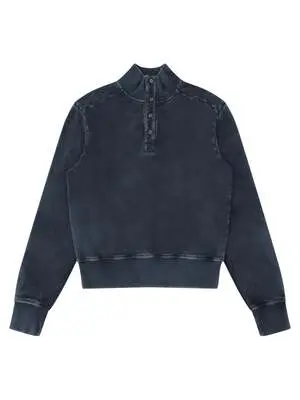 ENTIRE STUDIOS Cotton Sweater With 3/4 Front Button Closure And Ribbed Hems - Blu
