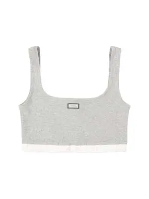 ENTIRE STUDIOS Square Neck Ribbed Shirt With Logo Patch - Grigio