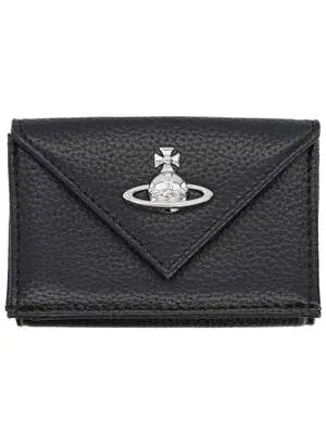 VIVIENNE WESTWOOD Envelope Eco-leather Orb Tri-fold Mini Wallet - Black
