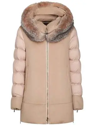 MOORER Cashmere Wool Down Coat With Fur Trim