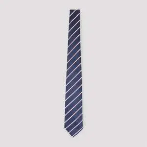Kiton Silk Striped Neck Tie - Blue