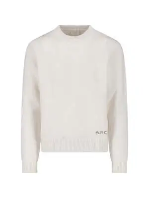 A.p.c. A.P.C. Wool Crewneck Sweater With Logo Detail White