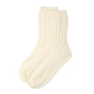 PEACOCK ALLEY Johnstons Of Elgin Cashmere Cable Bed Sock - Ecru