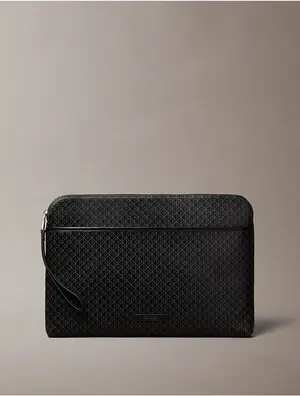Calvin Klein Coated Emblem Logo Laptop Case - Black