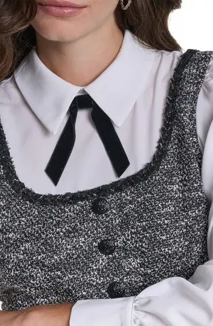 Karl Lagerfeld Paris Mixed Media Long Sleeve Minidress