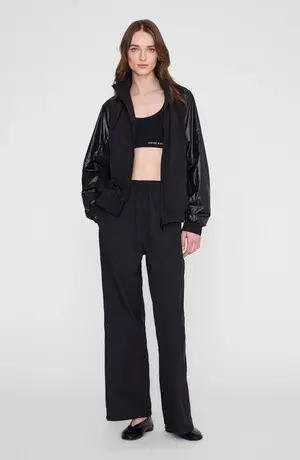 ANINE BING Reza Jacket With Technical Fabric And Coated Sleeves - Black