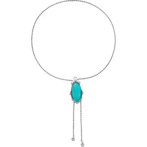 PETIT MOMENTS Wander Bolo Necklace With Faux Turquoise And Faux Pearl - Silver/turquoise