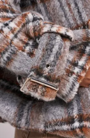 AZALEA WANG Linnea Plaid Bomber Jacket With Faux Fur Trim
