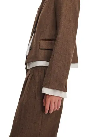 Rag & Bone Lawrence Pinstripe Wool Blend Cropped Blazer
