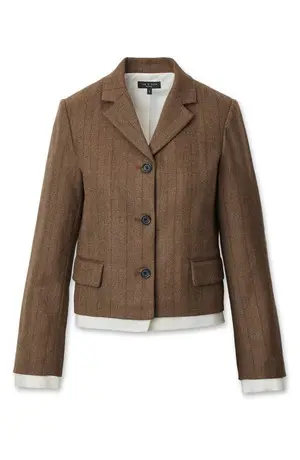 Rag & Bone Lawrence Pinstripe Wool Blend Cropped Blazer