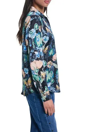 Karl Lagerfeld Paris Oversized Long Sleeve Shirt - Black/multi