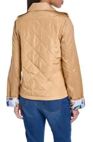 Karl Lagerfeld Paris Cropped Quilted Trench Jacket - Camel