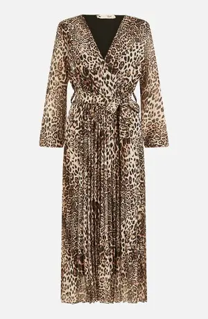 YUMI Print Long Sleeve Midi Dress