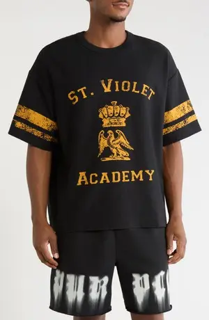 PURPLE BRAND St. Violet Stripes Textured T-shirt - Black