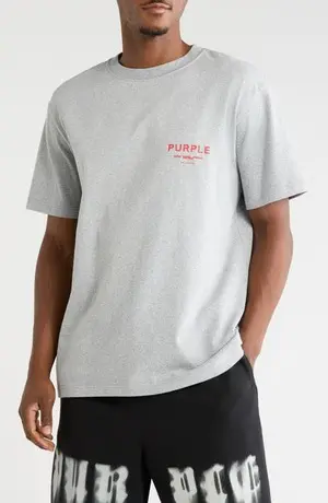 PURPLE BRAND Heavyweight Cotton Jersey Logo Graphic T-shirt - Heather
