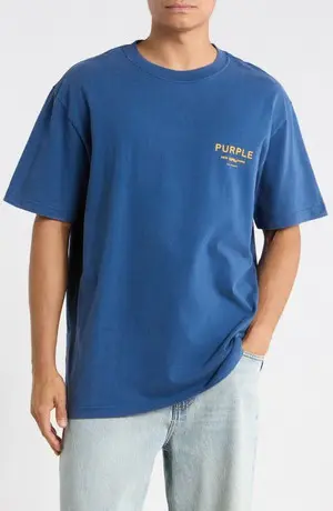 PURPLE BRAND Heavyweight Cotton Jersey Logo Graphic T-shirt - Navy