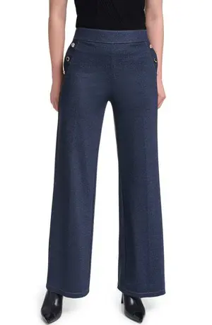 Karl Lagerfeld Paris Pull On Sailor Wide Leg Pants