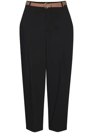 LASCANA Belted Cropped Trousers - Black