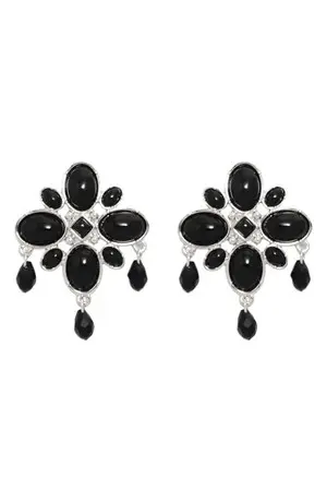 PETIT MOMENTS Ember Drop Stud Earrings Silver/black
