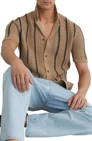 REISS Ellingham Striped Short Sleeve Sweater