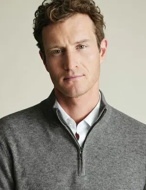 CHARLES TYRWHITT Pure Cashmere Zip Neck Sweater