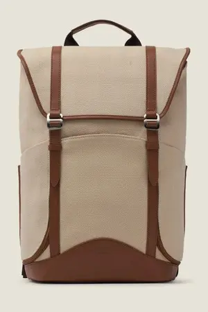 WOOL & OAK Lightweight Herringbone Travel Backpack - Herringbone Sand