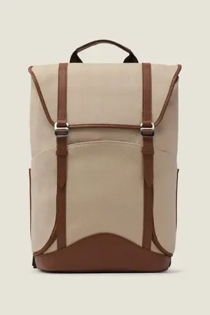 WOOL & OAK Lightweight Herringbone Travel Backpack - Herringbone Sand
