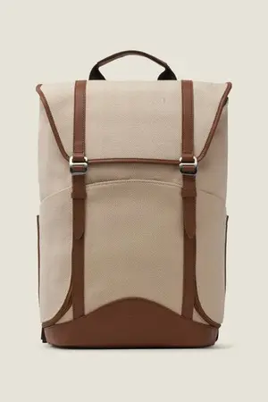 WOOL & OAK Lightweight Herringbone Travel Backpack - Herringbone Sand