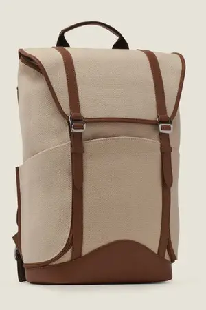 WOOL & OAK Lightweight Herringbone Travel Backpack - Herringbone Sand