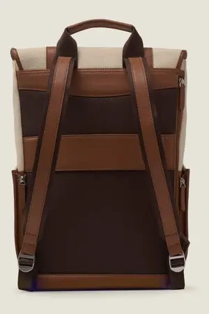 WOOL & OAK Lightweight Herringbone Travel Backpack - Herringbone Sand