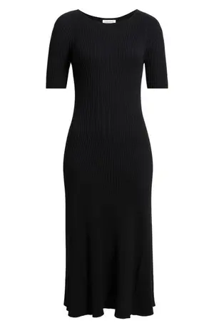 Nordstrom Rib Boat Neck Sweater Dress Black