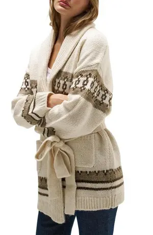 LEEM Patterned Belted Cardigan