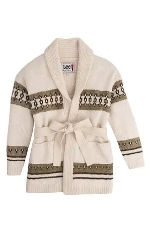 LEEM Patterned Belted Cardigan