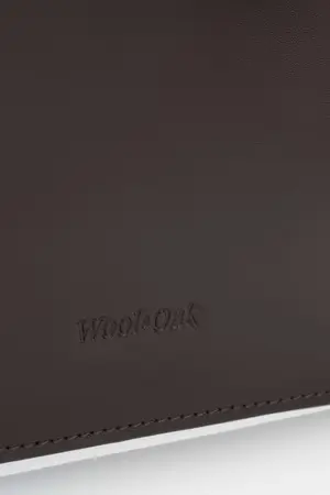 WOOL & OAK Structured Leather Travel Folio - Chocolate
