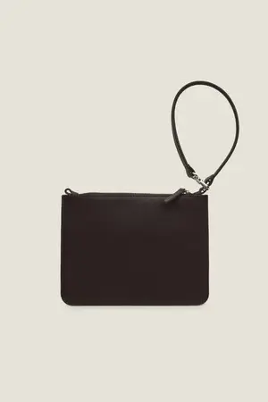 WOOL & OAK Structured Leather Travel Folio - Chocolate
