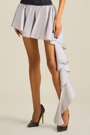 CONTESSA MILLS Todd Gathered Asymmetric Mini Skirt Silver