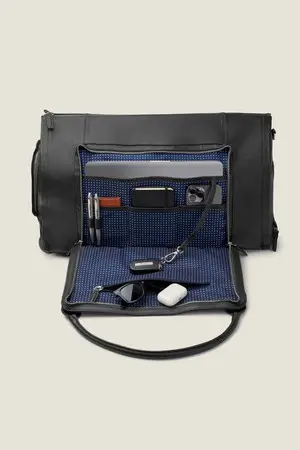 WOOL & OAK Nova Convertible Rolling Leather Garment Duffle - Jet Black